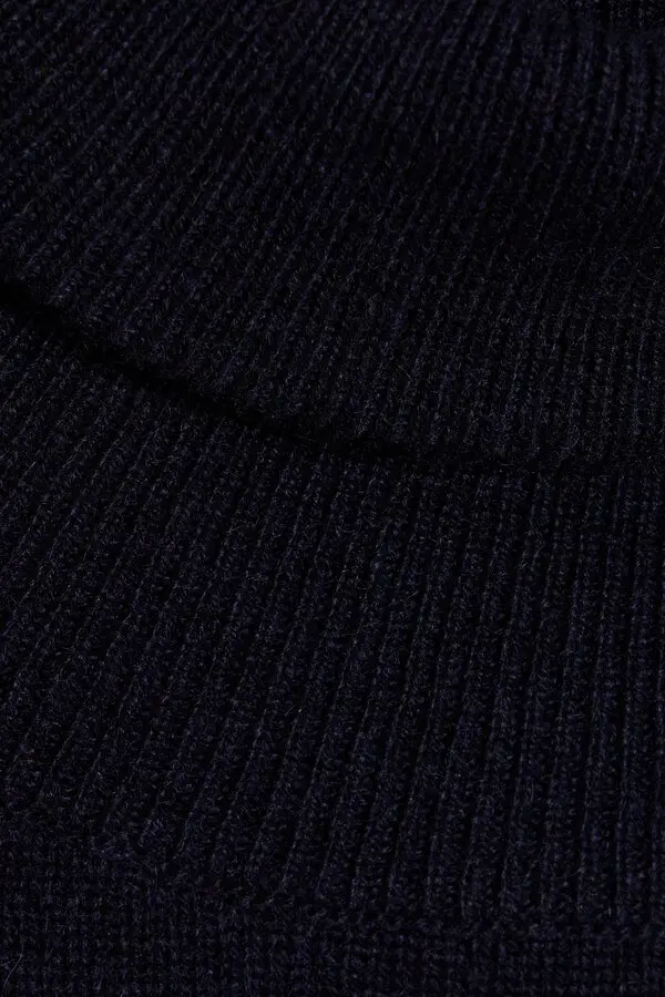 Iris & Ink Millie Mélange Cashmere And Wool-blend Turtleneck Sweater - Navy
