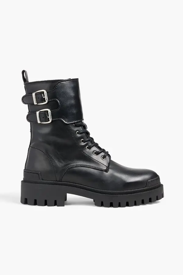 Iris & Ink Annie Buckled Leather Combat Boots