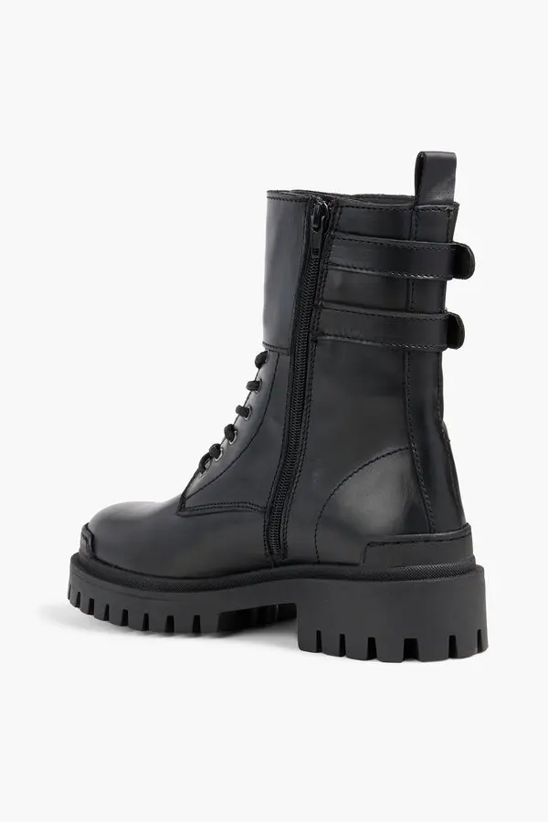 Iris & Ink Annie Buckled Leather Combat Boots