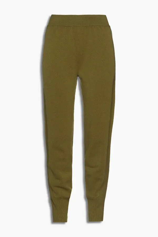 Alberta Ferretti Wool And Cashmereblend Track Pants - Army Green