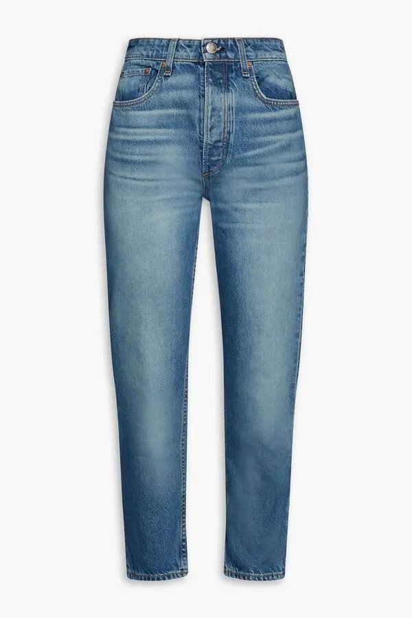 Rag & Bone Nina Cropped High-rise Slim-leg Jeans - Mid Denim