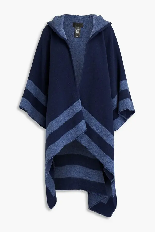 Rag & Bone Rogue Reversible Striped Wool Hooded Poncho - Navy