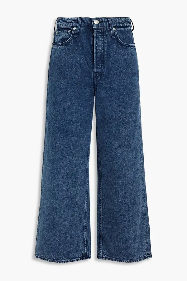 Rag & Bone Maya Cropped Highrise Wideleg Jeans - Dark Denim