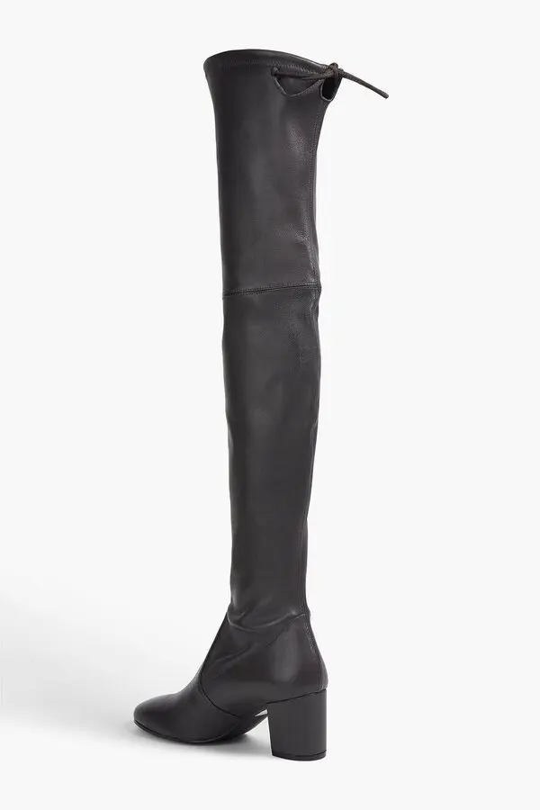 STUART WEITZMAN Genna 60 Leather Thigh Boots - Dark Gray