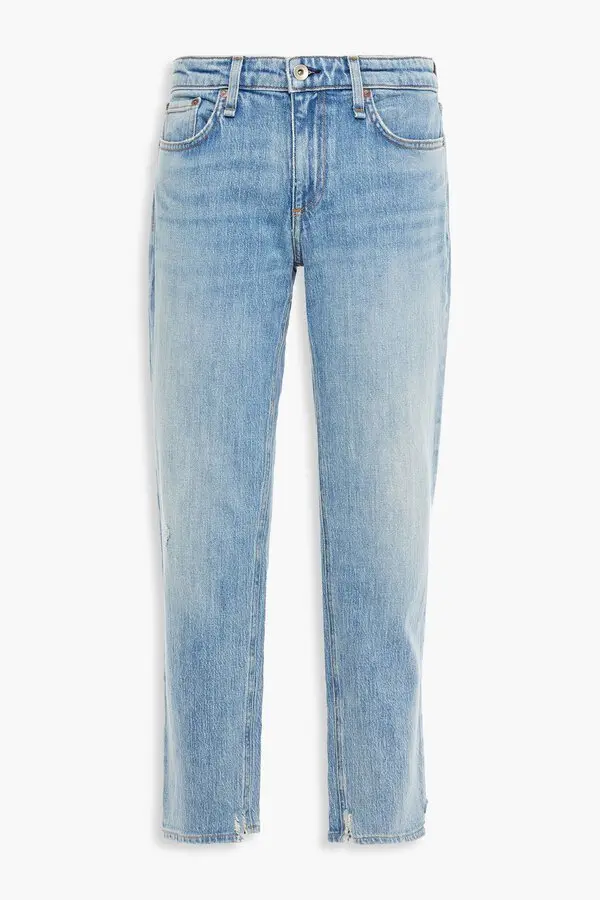 Rag & Bone Dre Cropped Faded Boyfriend Jeans - Light Denim