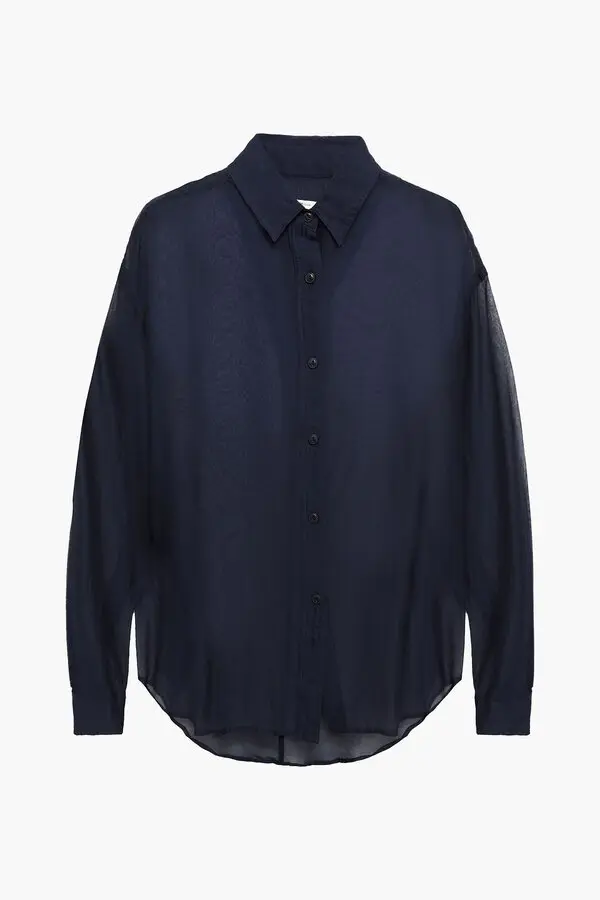 Rag & Bone Boyfriend Oversized Cotton-blend Voile Shirt - Navy