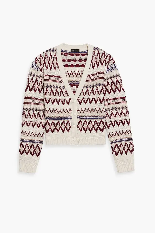 Rag & Bone Willow Fair Isle Wool Cardigan - Ivory