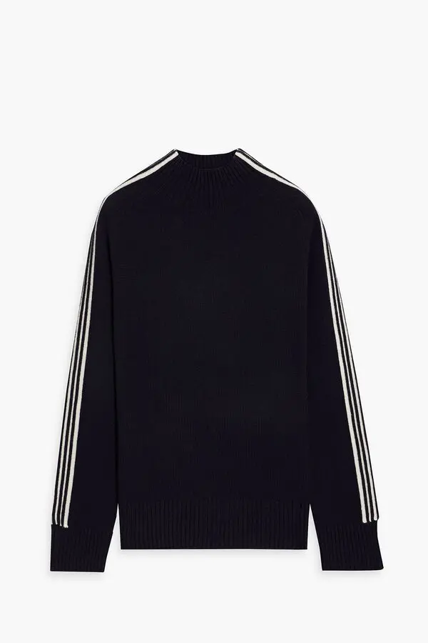 Chinti & Parker Ripple Striped Wool And Cashmereblend Turtleneck Sweater - Midnight Blue