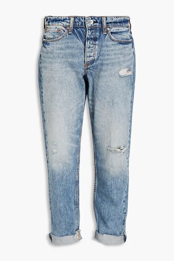 Rag & Bone Rosa Distressed Boyfriend Jeans - Light Denim