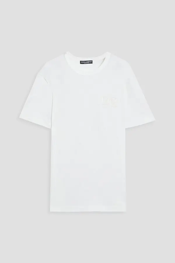 Dolce & Gabbana Embroidered Cottonjersey Tshirt - White