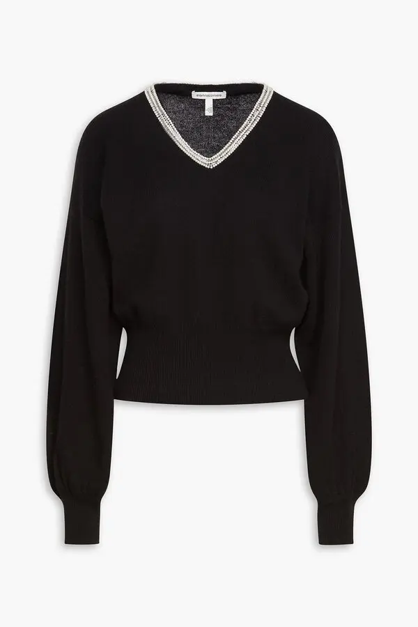 Autumn Cashmere Embellished Cashmere Sweater - Black