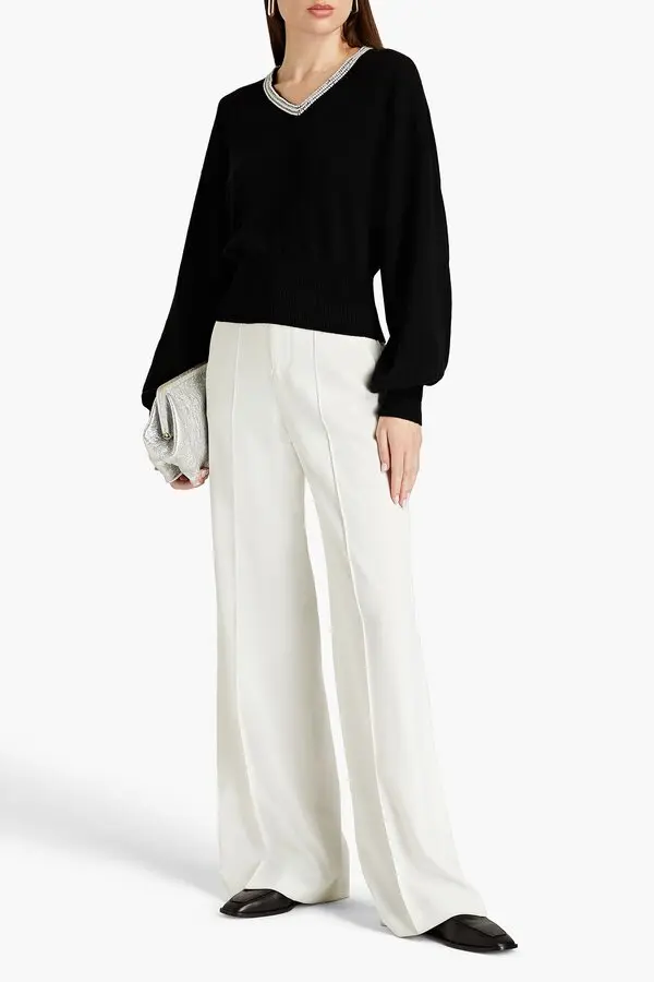 Autumn Cashmere Embellished Cashmere V-neck Sweater