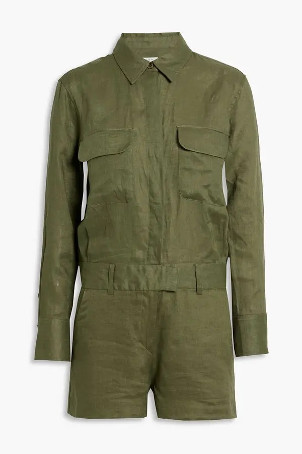 Equipment Valerie Linen Playsuit - Army Green