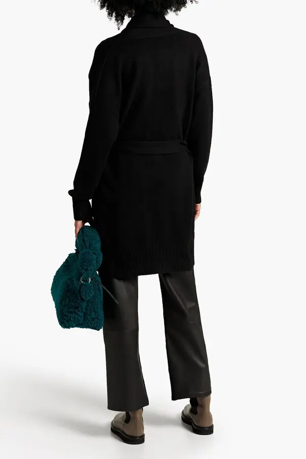 Co Belted Wool And Cashmereblend Cardigan - Black