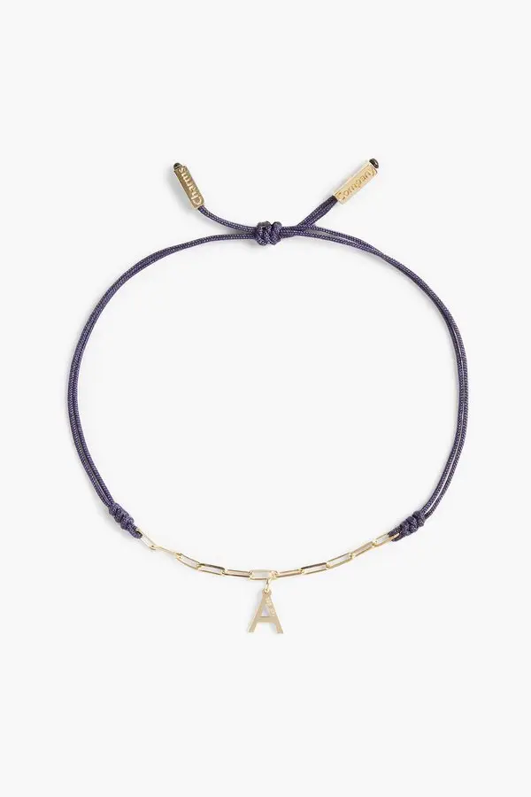 CHARMS COMPANY 14 Karat Gold Cord Bracelet With Charm - Navy