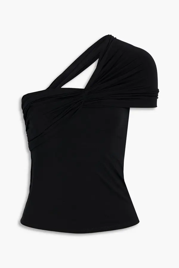 THE LINE BY K Kyo Oneshoulder Ruched Stretchmicro Modal Top - Black