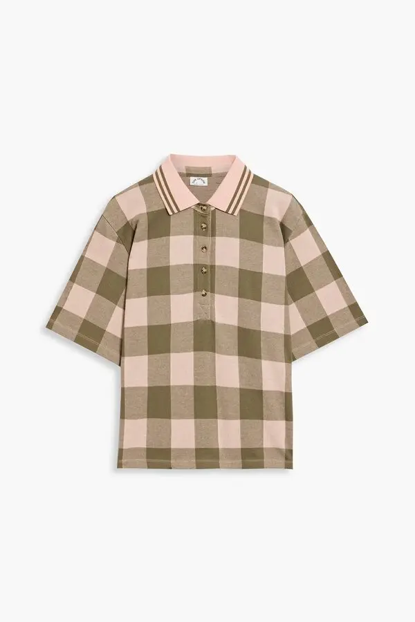 The Upside Savannah Dom Checked Cotton Polo Shirt - Army Green