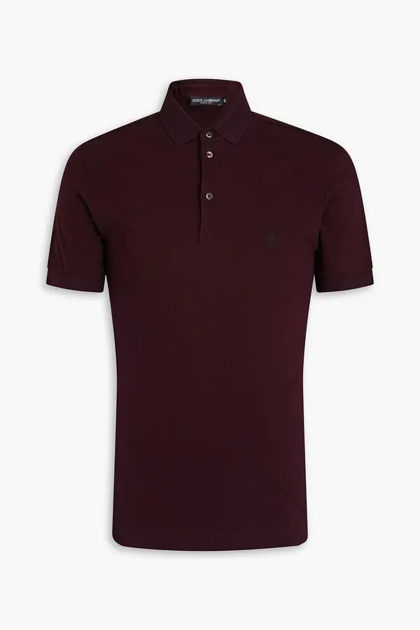 Dolce & Gabbana Embroidered Cottonpiqué Polo Shirt - Merlot