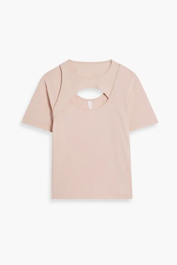DION LEE Layered Cutout Cotton-jersey T-shirt - Blush