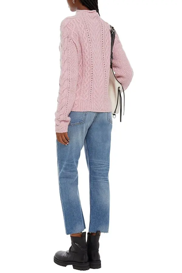 Rag & Bone Cropped Distressed Highrise Straightleg Jeans