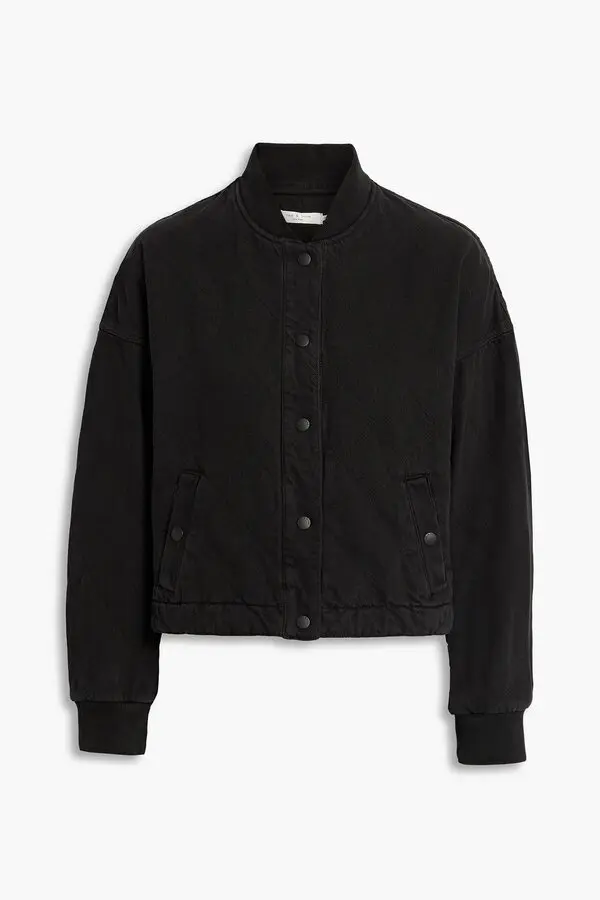 Rag & Bone Val Cropped Quilted Denim Bomber Jacket
