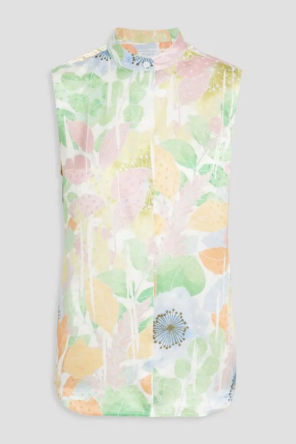 Equipment Therese Floralprint Silksatin Jacquard Shirt - Green