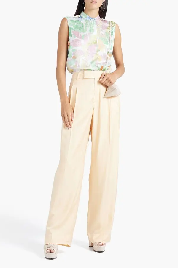 Equipment Therese Floral-print Silk-satin Jacquard Top