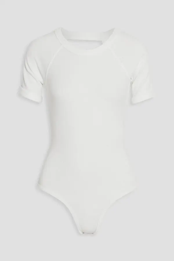 THE LINE BY K Remy Openback Ribbed Jersey Bodysuit - White