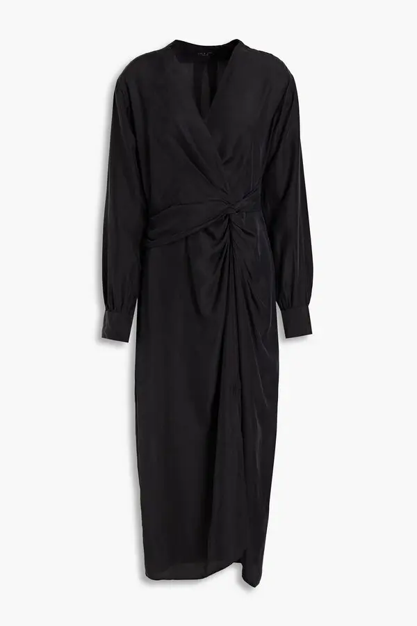 Rag & Bone Amber Wrapeffect Twisted Silk Midi Dress - Black