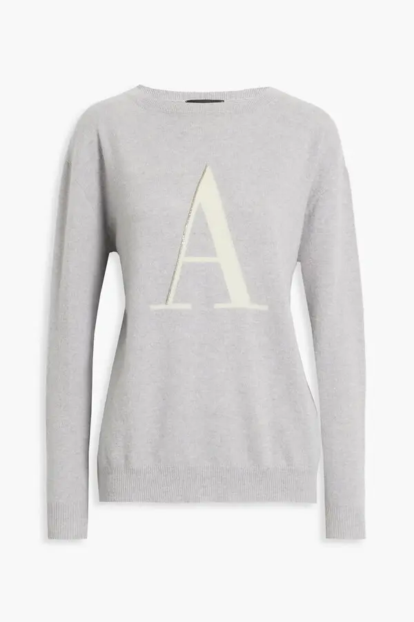 Fabiana Filippi Melange Jacquard-knit Sweater With Bead Embellishment - Gray