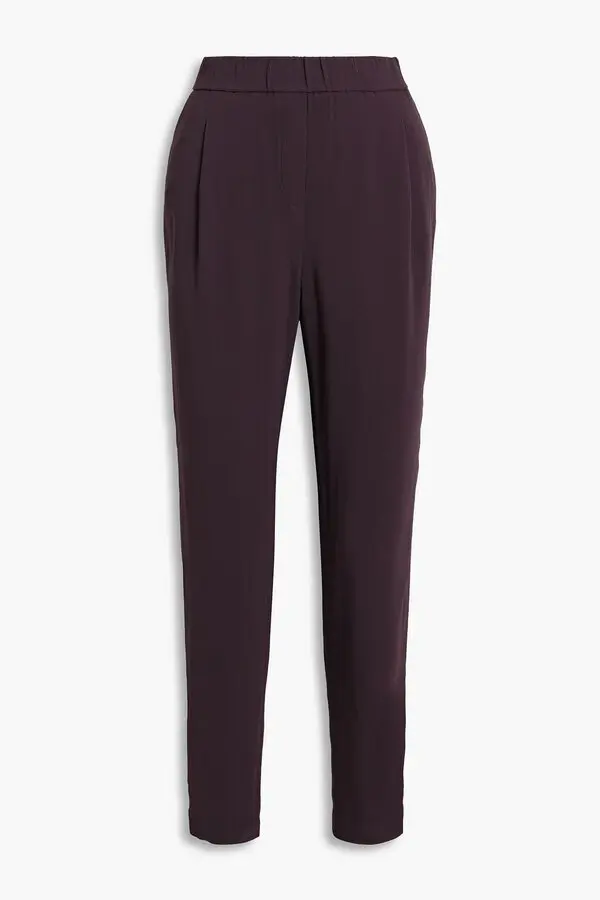 Fabiana Filippi Pleated Stretch-crepe Tapered Pants - Grape