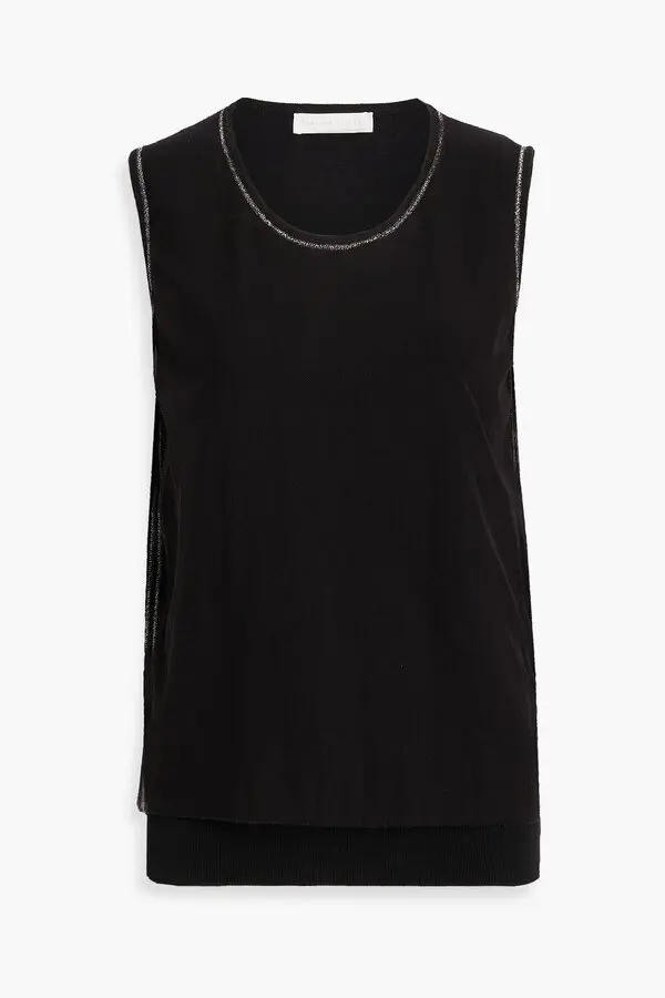 Fabiana Filippi Layered Tulle And Cotton-jersey Top - Black