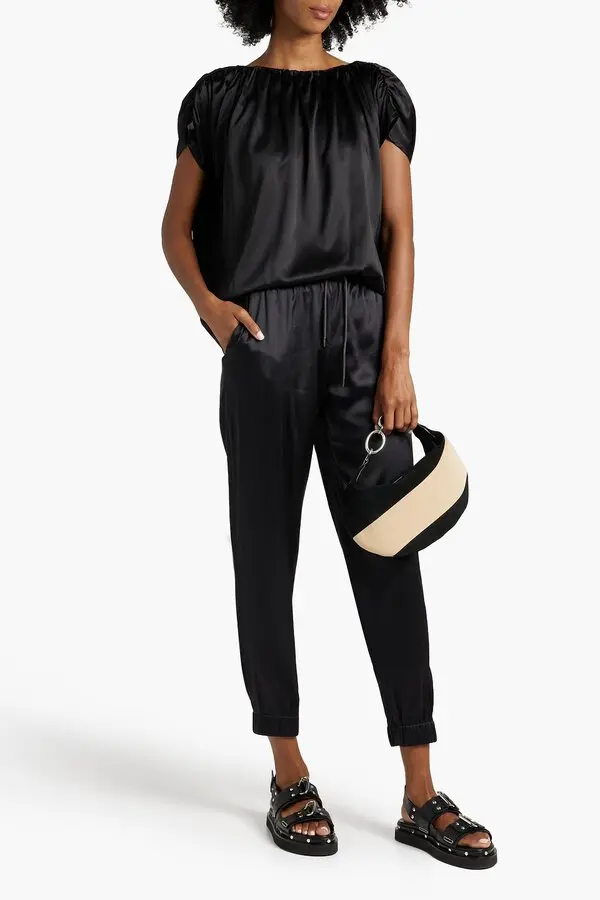 Fabiana Filippi Gathered Silkblend Satin Top