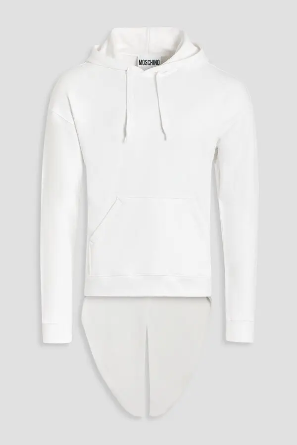 Moschino Asymmetric Printed French Cottonterry Hoodie - White