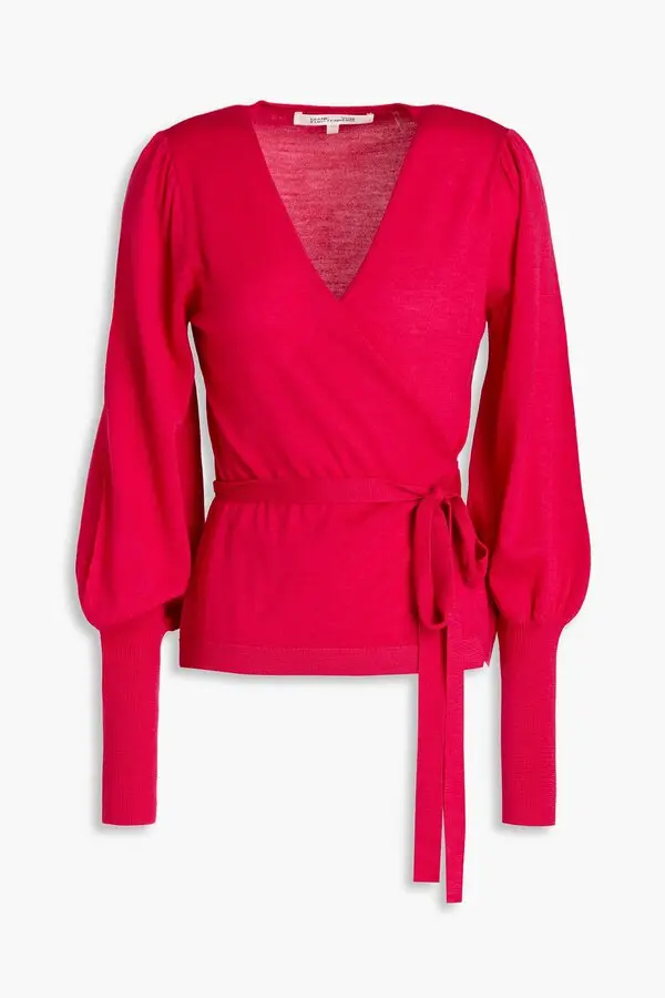 Diane Von Furstenberg Adrielle Merino Wool Wrap Cardigan - Fuchsia