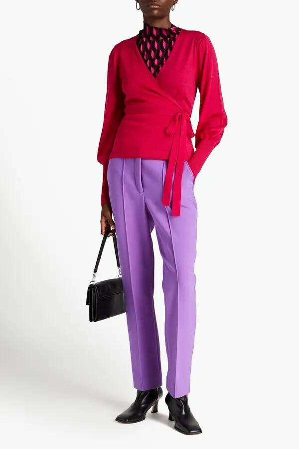 Diane Von Furstenberg Adrielle Merino Wool Wrap Cardigan