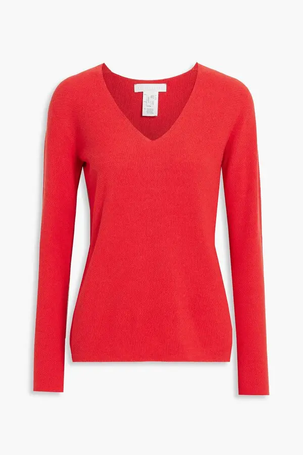 Fabiana Filippi Waffle Knit Merino Wool, Cotton, And Cashmere Blend Sweater - Red