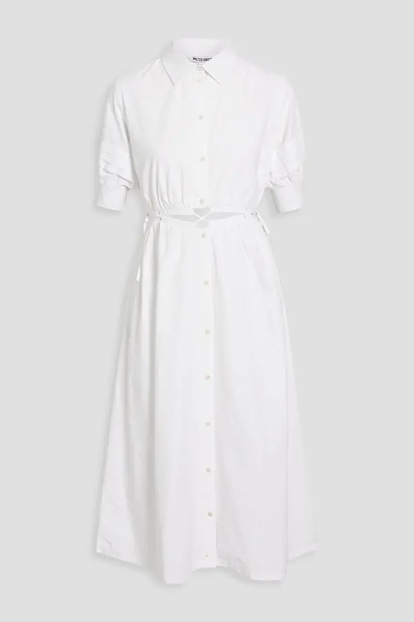 Walter Baker Merla Cutout Pleated Cotton Midi Dress - White