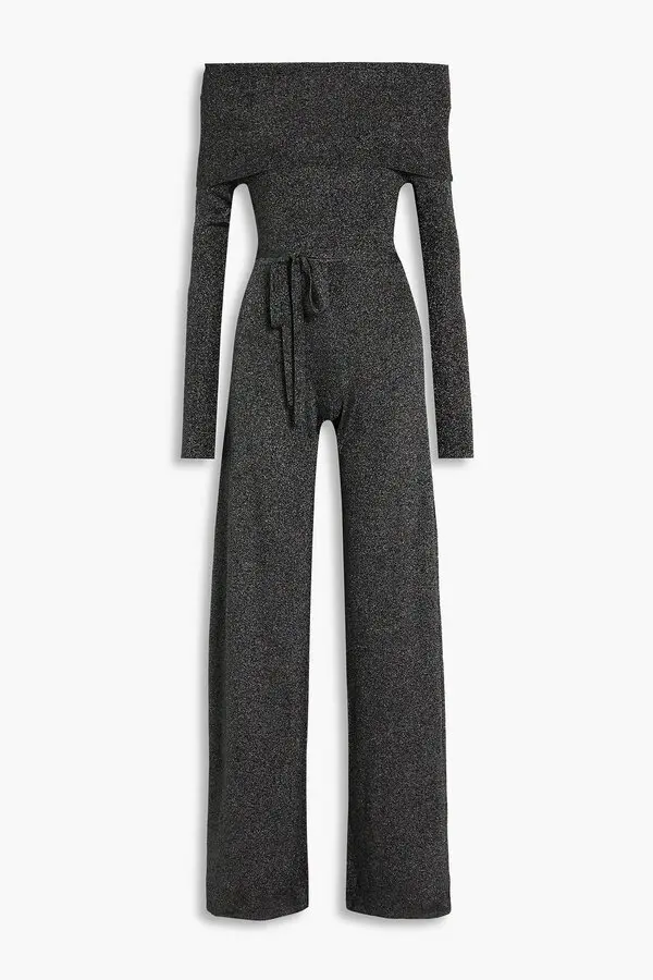 Halston Adria Offtheshoulder Lurex Wideleg Jumpsuit