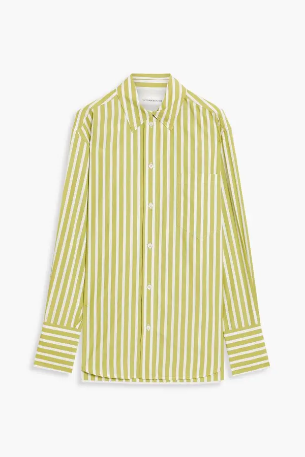 Victoria Beckham Striped Cottonpoplin Shirt - Lime Green