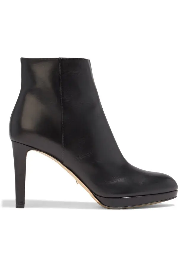 SERGIO ROSSI Leather Platform Ankle Boots
