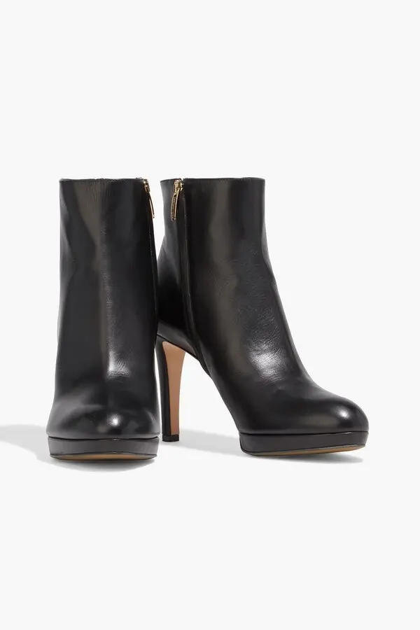 SERGIO ROSSI Leather Platform Ankle Boots