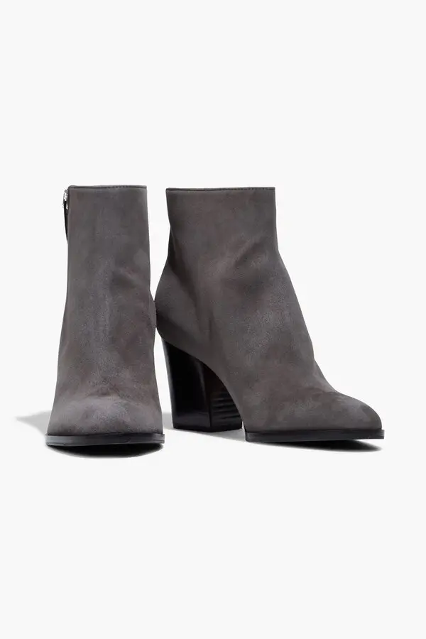 SERGIO ROSSI Suede Ankle Boots - Dark Gray