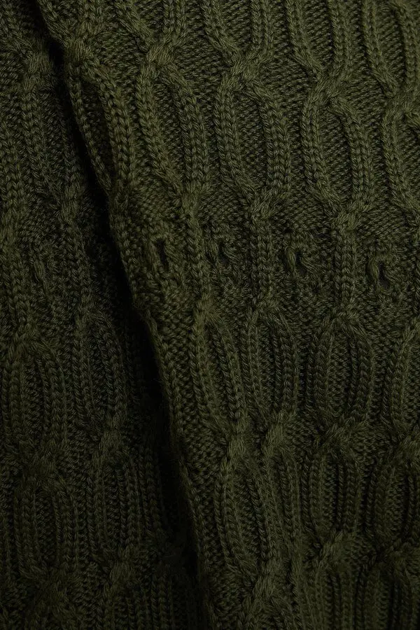 Victoria Beckham Cable-knit Merino Wool Turtleneck Sweater - Army Green