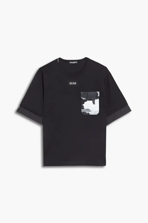 Dolce & Gabbana Appliquéd Shelltrimmed Cottonblend Jersey Tshirt - Black