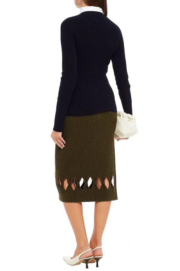 Victoria Beckham Cutout Ribbed Wool-blend Sweater