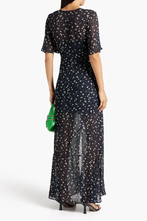 Rag & Bone Tamar Twist-front Floral-print Georgette Maxi Dress - Midnight Blue
