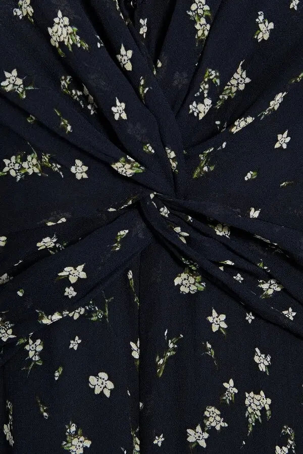 Rag & Bone Tamar Twist-front Floral-print Georgette Maxi Dress - Midnight Blue