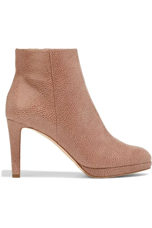 SERGIO ROSSI Textured Suede Platform Ankle Boots