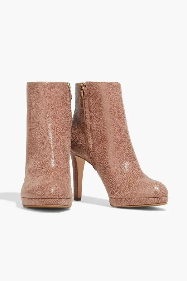SERGIO ROSSI Textured Suede Platform Ankle Boots